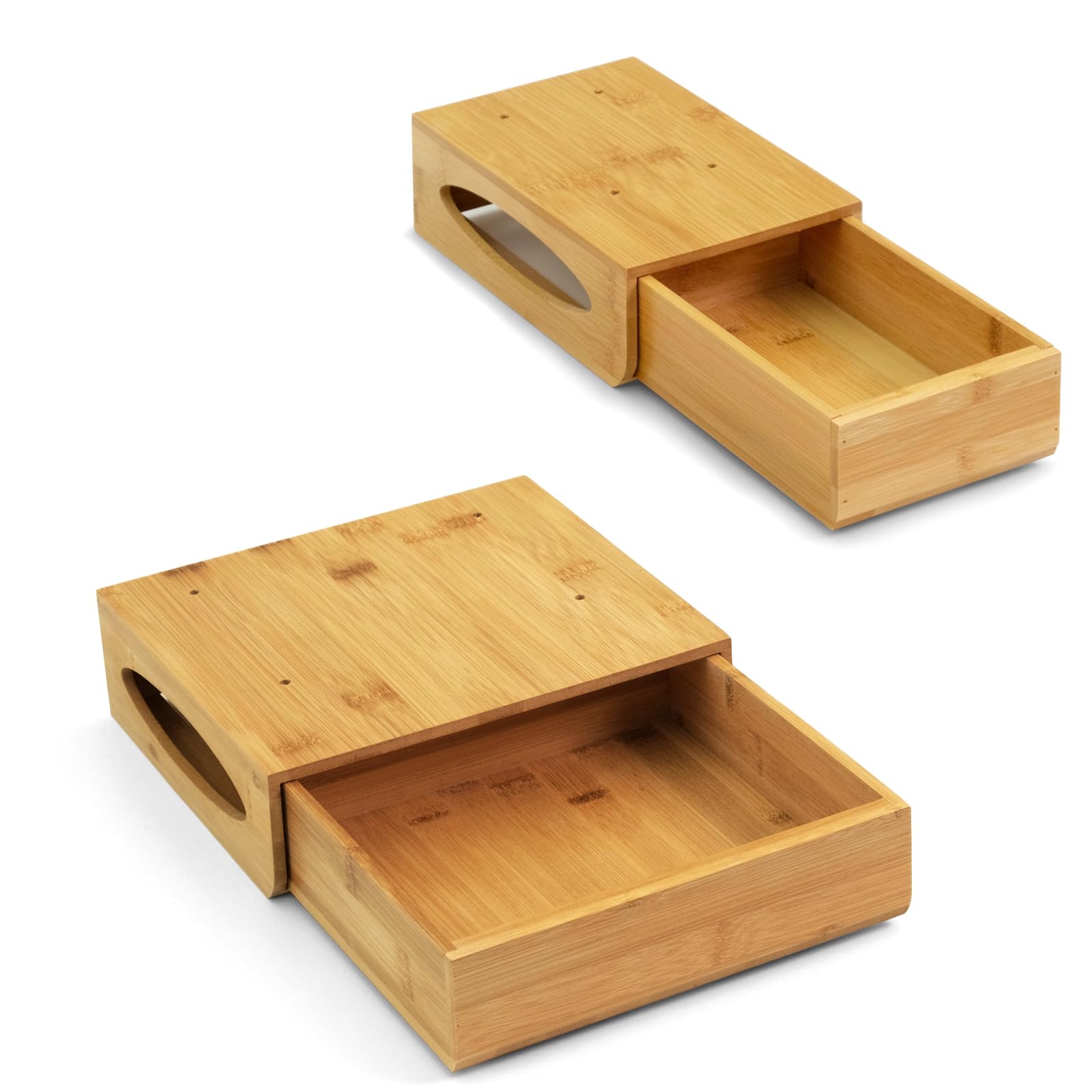 ROCDEER Bamboo Under Desk Drawer, Self-Adhesive Slide Out Under Desk ...