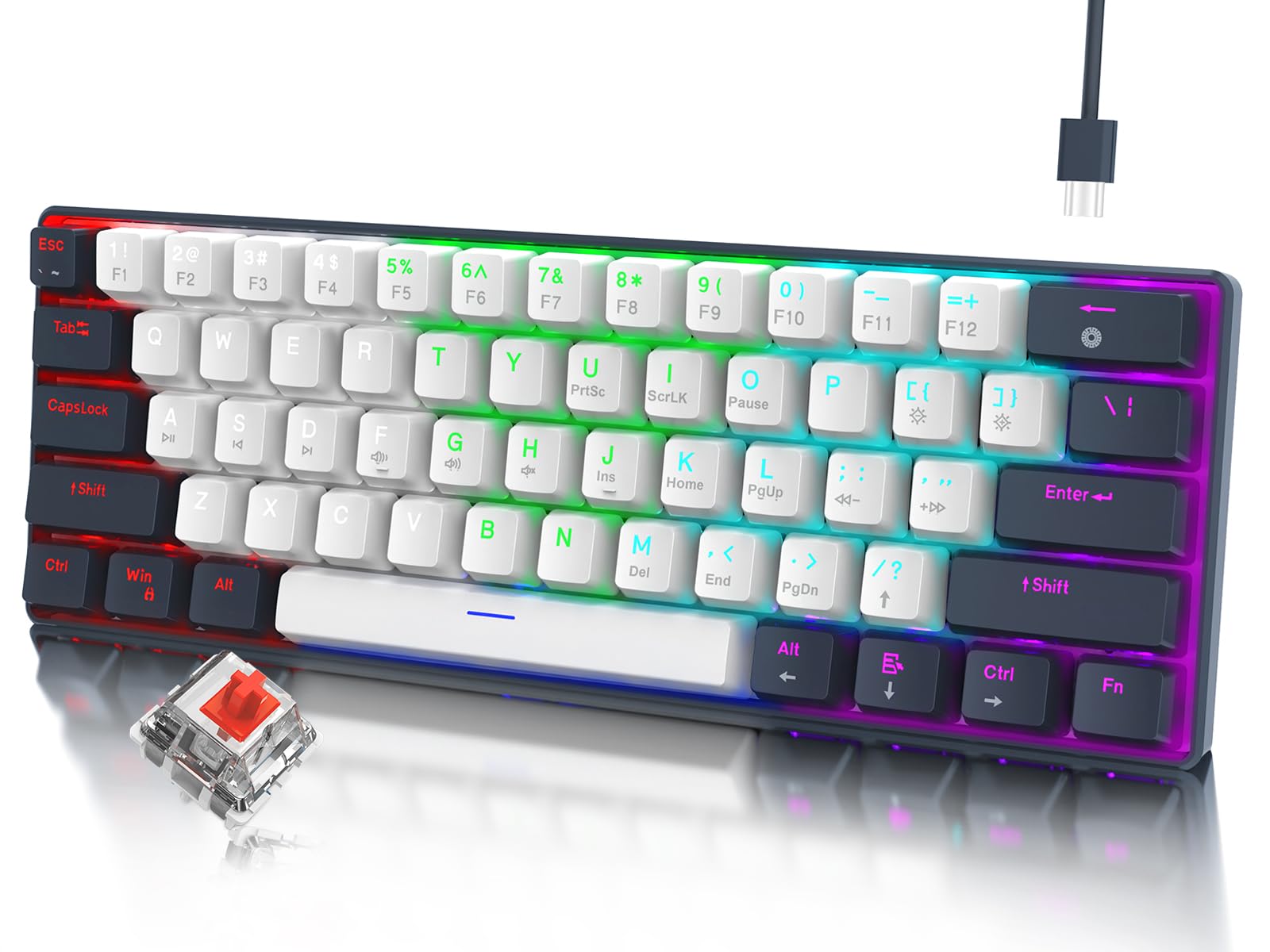 Mua Portable 60 Percent Keyboard, Compact 61 Keys Mini Mechanical ...