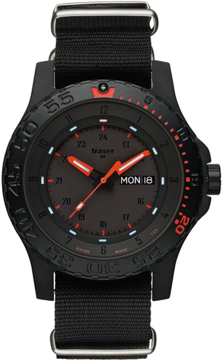 Buy Traser H3 Red Combat Black Dial Swiss Watch Online at Low Prices in ...
