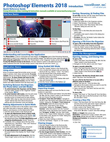 Adobe Photoshop Elements 2018 Introduction Quick Reference Training ...
