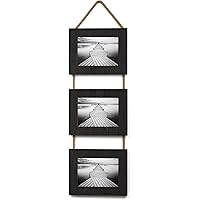 Lavezee 5x7 Collage Triple Picture Frames Set, Black 6 Opening Hanging Vertical Frame Made to ...