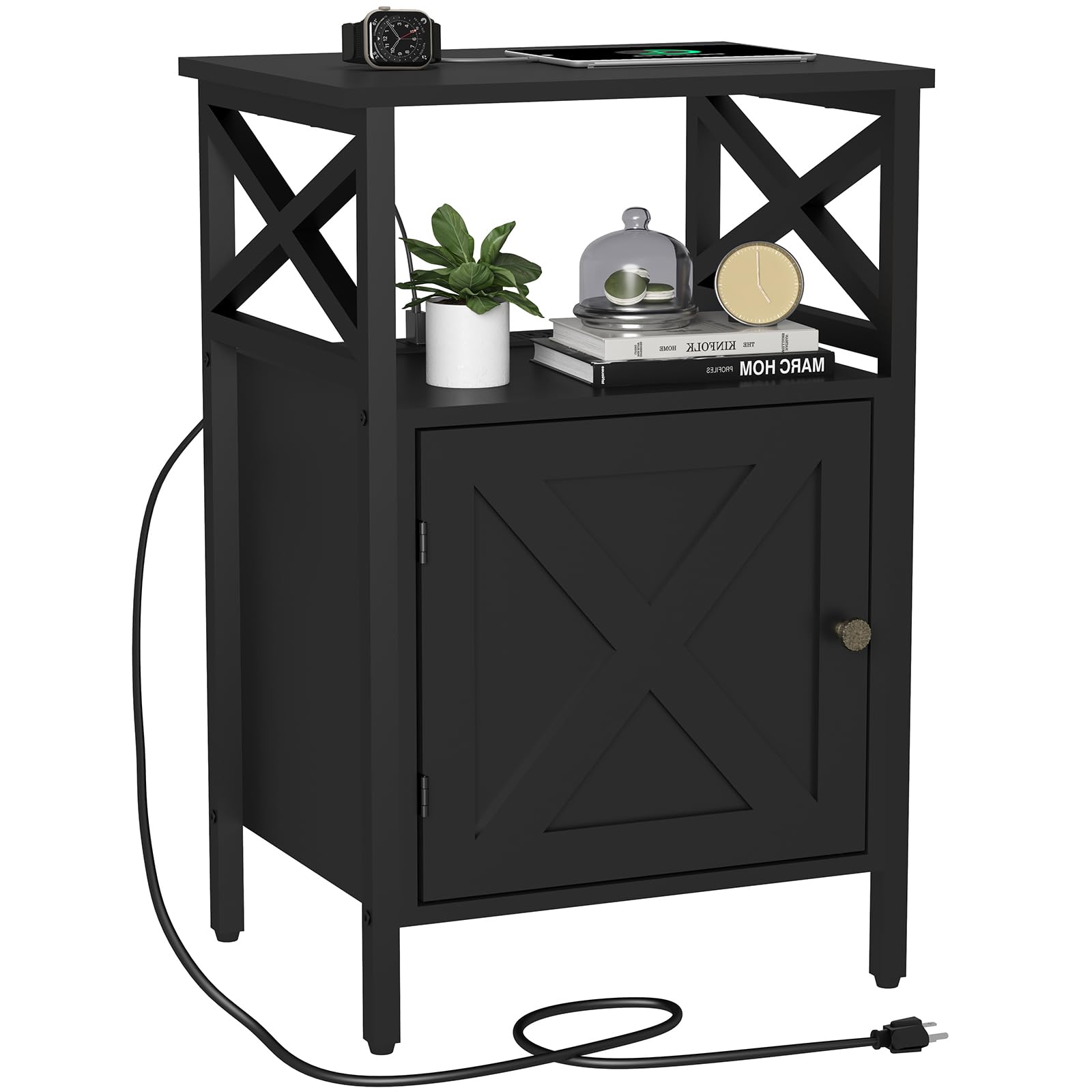 FFBCFDK End Table with Charging Station, Side Table with Power Outlet ...