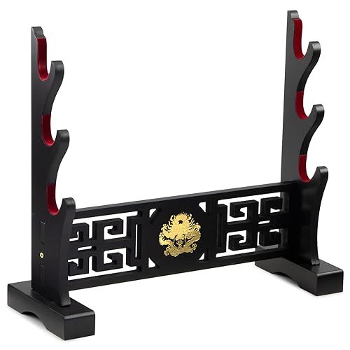 Ekkhysis Loong Sword Stand 3-Tier Padded Hook Katana Stand Holder ...