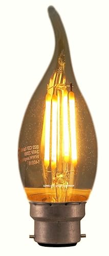 5x Vintage Style Bayonet Cap LED Filament Clear Bulbs 2W Flame Antique ...