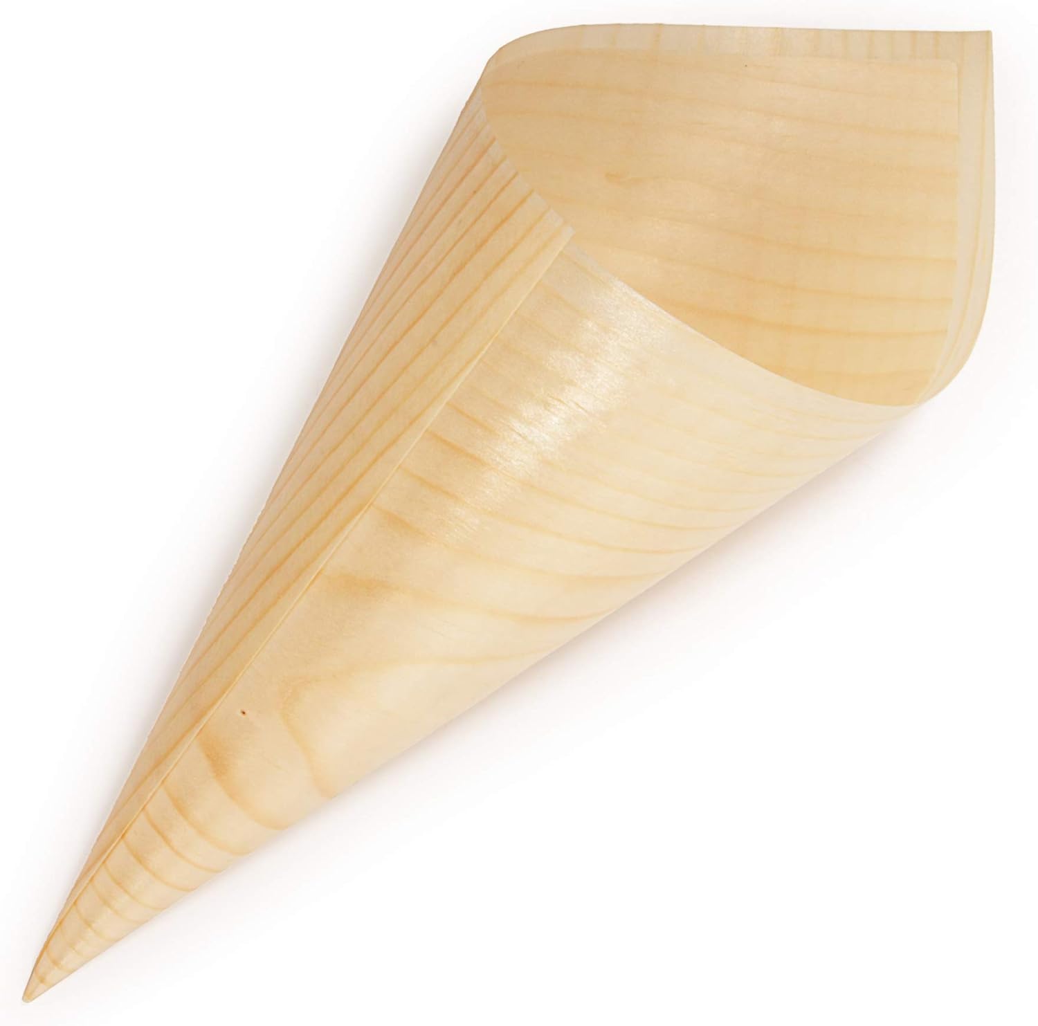 BambooMN Brand - 7.9" Tall x 3" Dia Disposable Wood Cones - 100 Pieces