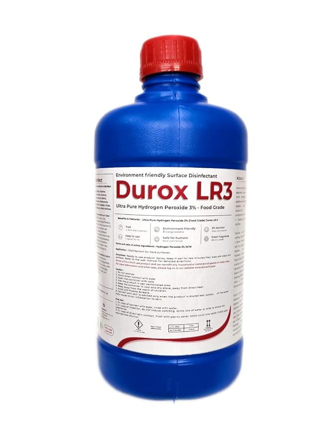 Durox LR3 - Ultra Pure Hydrogen Peroxide 3% (Food Grade)- 1+1 Liter (Combo Pack of 2): Amazon.in ...