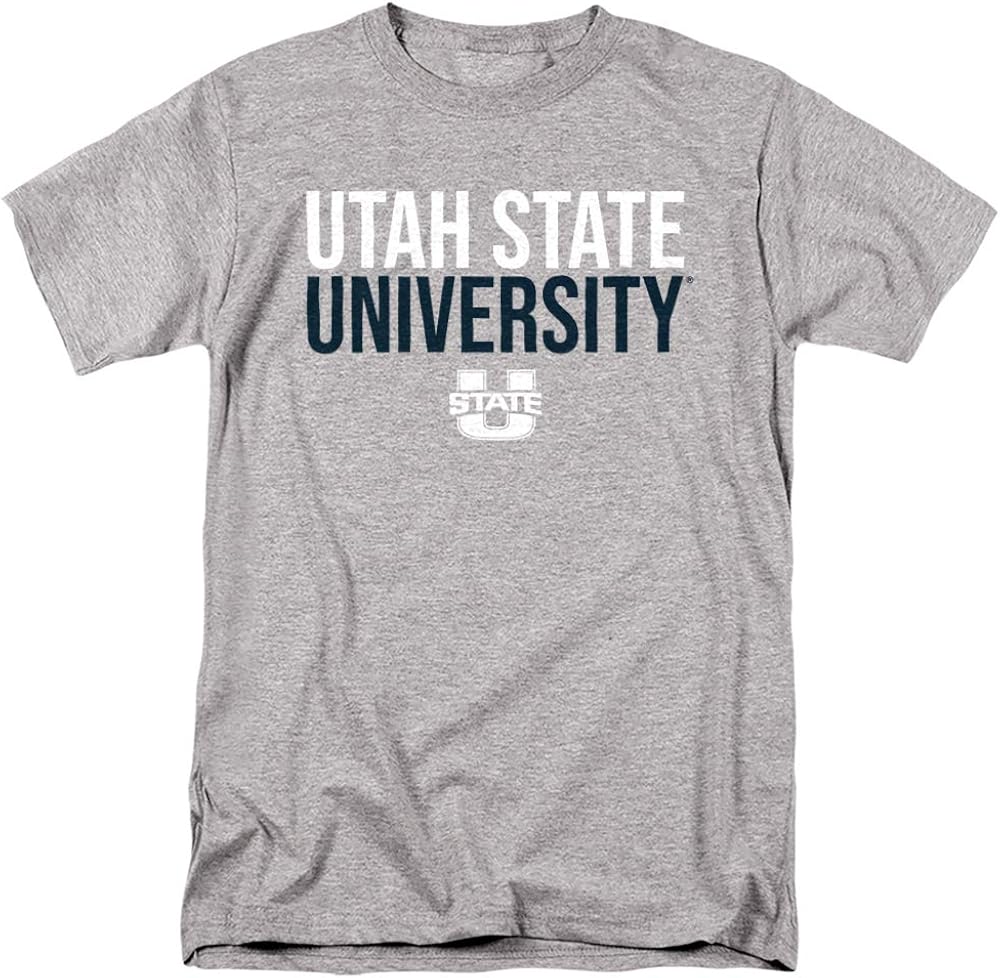 Amazon.com: Utah State University Official Stacked Unisex Adult T Shirt ...