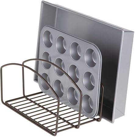 mDesign Metal Wire Cookware Organizer Rack for Kitchen Cabinet, Pantry ...