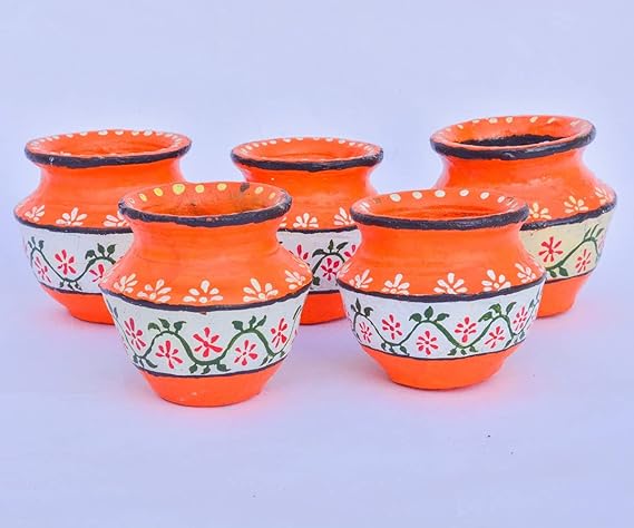 Matka Set of 5 for Decoration - matki Set for DIY/Decor - Clay Pot ...