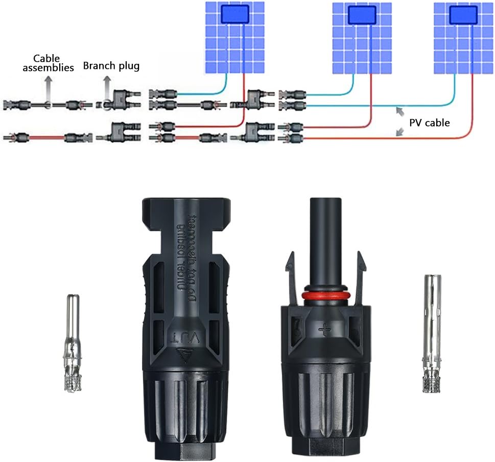 mewmewcat Connecteurs de câble de Panneau Solaire mâle/Femelle MC4 avec clé 10/20 Paires ...
