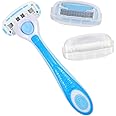 Amazon.com : Amazon Brand - Solimo 5-Blade Razor for Women, Handle, 2 Cartridges & Shower Hanger ...