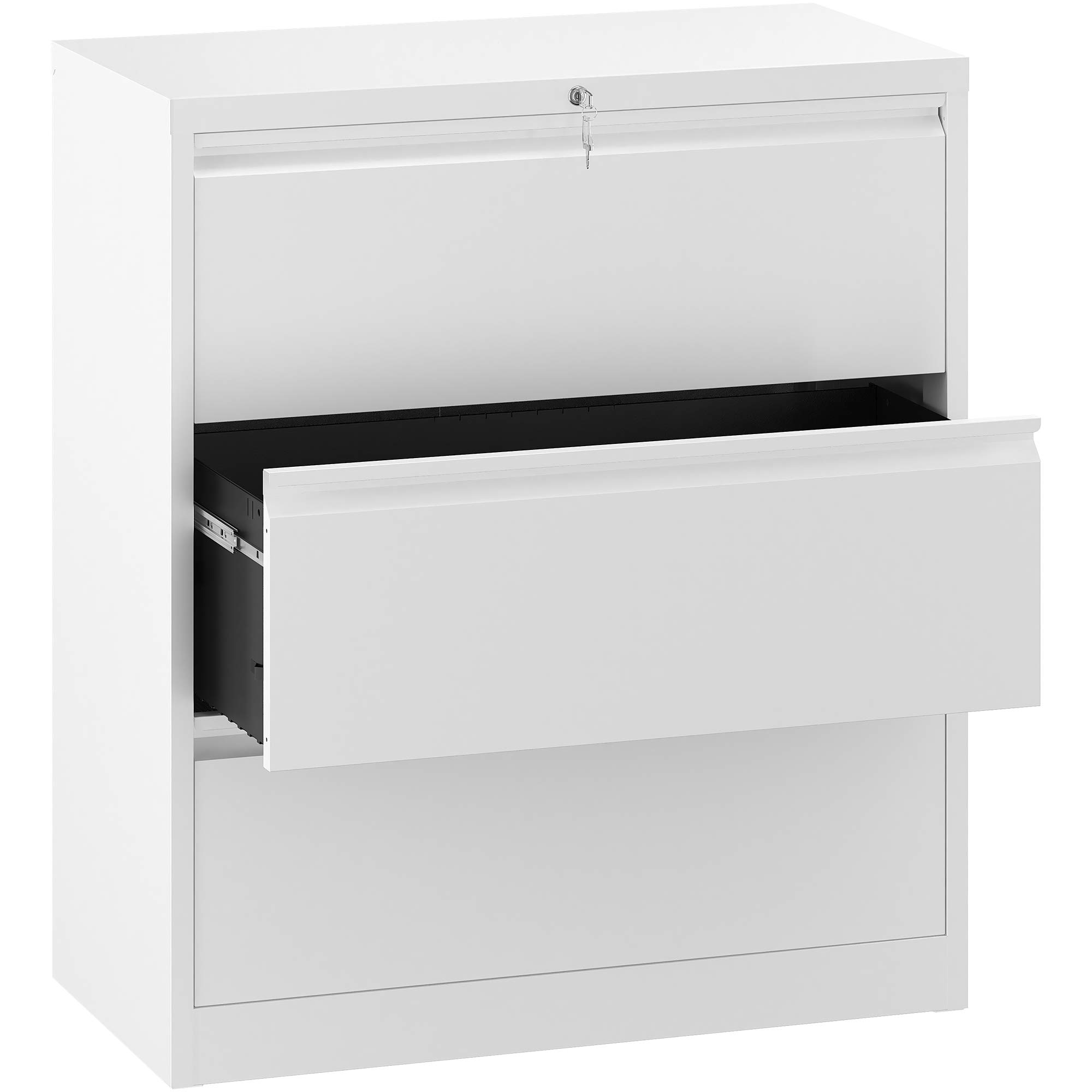 YITAHOME 3 Drawer Lateral File Cabinet with Lock, Metal Stainless Steel ...