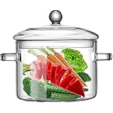 Amazon.com: Glass Cooking Pot with Lid - 2L(68oz) Heat Resistant ...