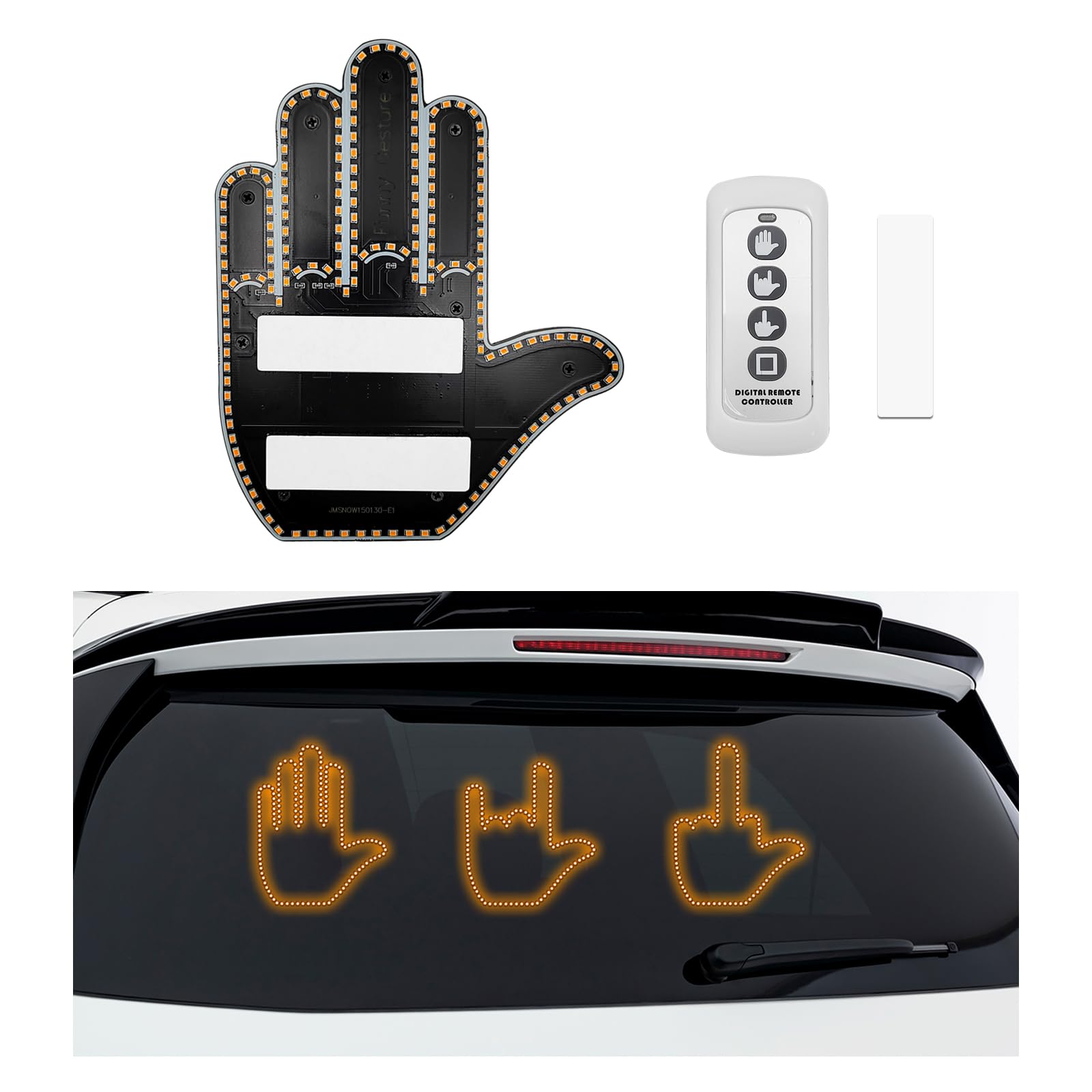 Suvnie Hand Gesture Light for Car, Middle Finger LED Back Window Road ...