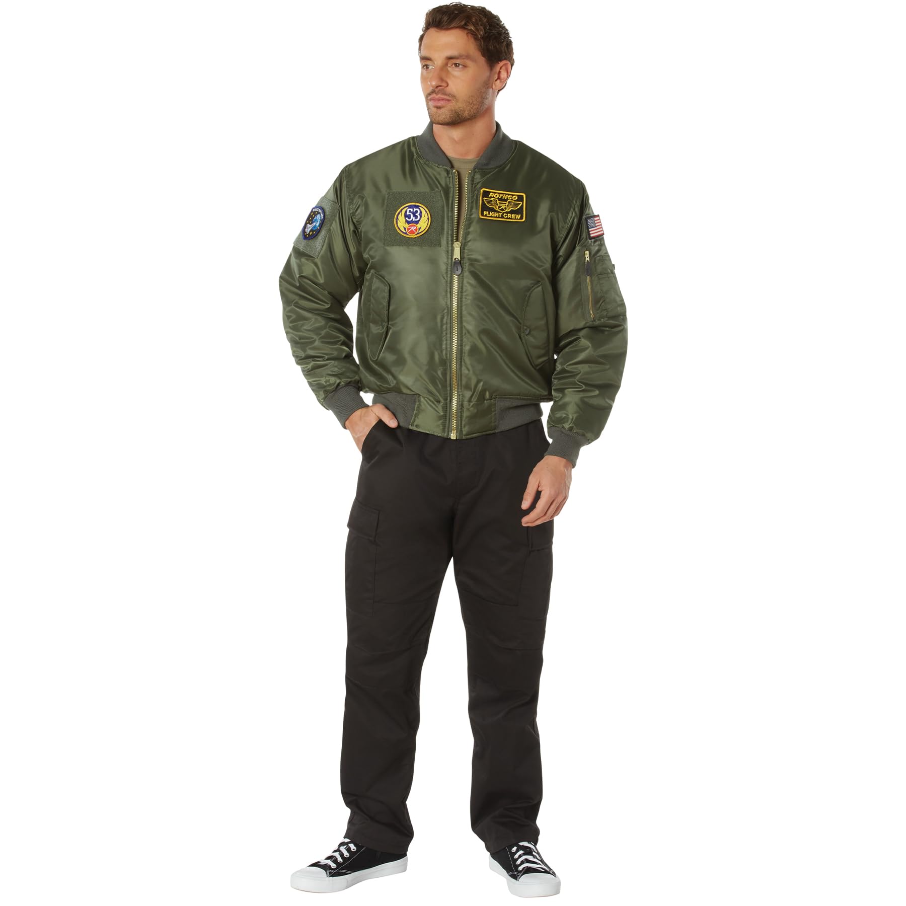 Mua Flight Jacket with Patches - Classic Cold Weather Bomber Jacket ...