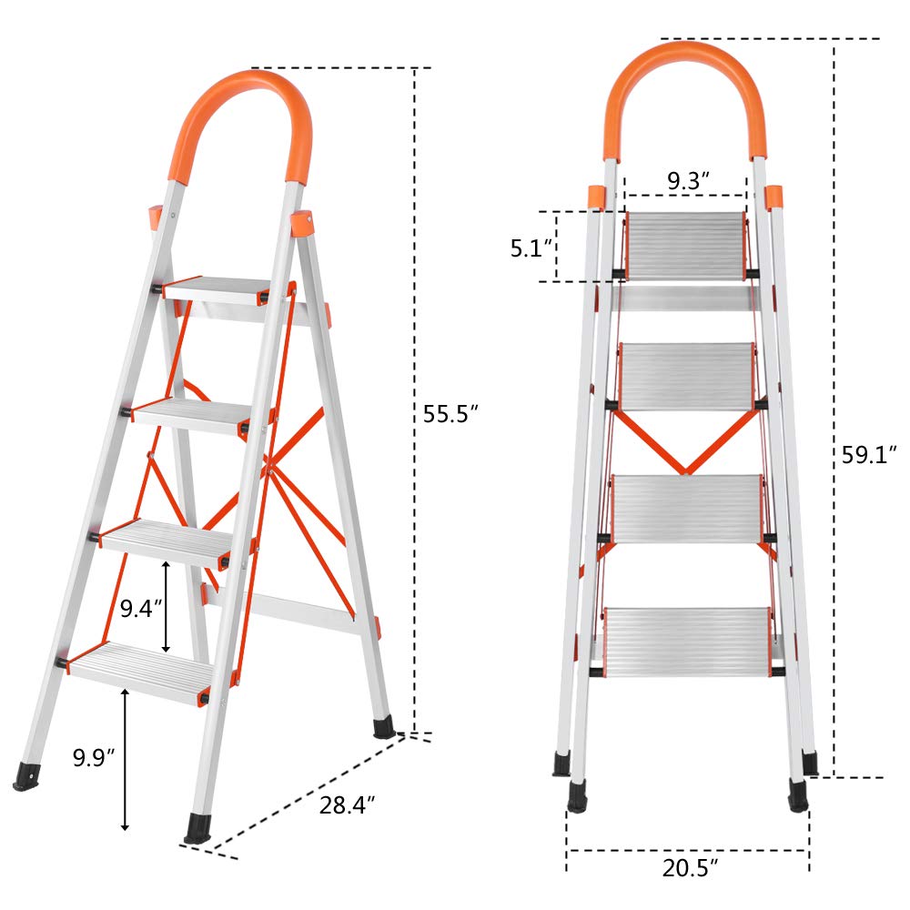 Mua LUISLADDERS Folding Step Ladder 4 Step Ladder Aluminum Step Stool ...