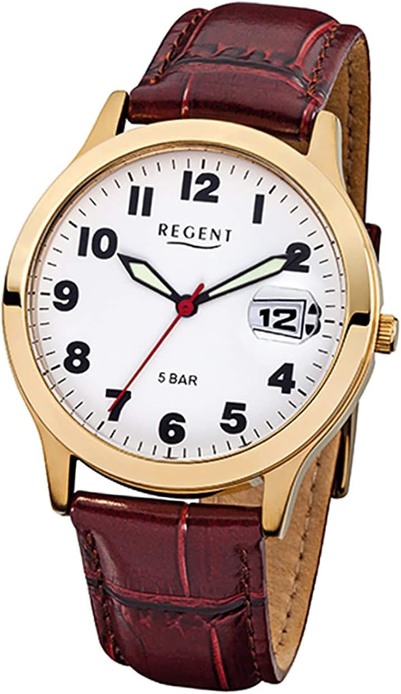 Regent Men's Watch with Leather Strap Collection Men's Watch with Brown ...