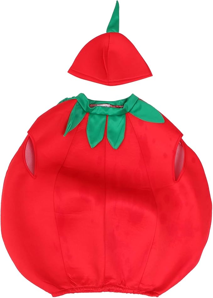 Amosfun Cute Tomato Performance Costumes Clothes and Hat Fabric Outfit ...