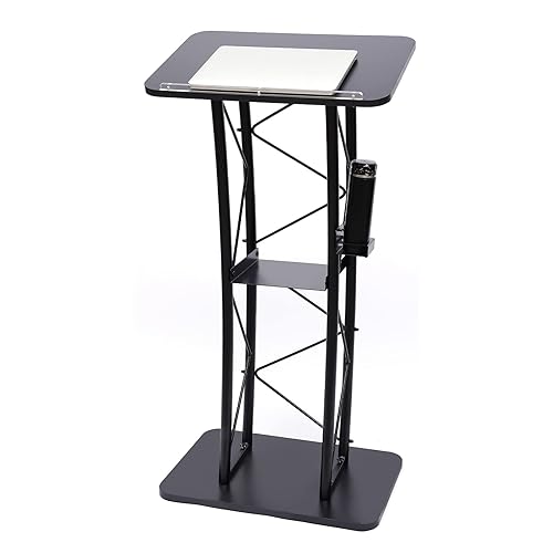 Metal Black Podium Stand Floor-Standing Lecterns Speaking Podium with ...