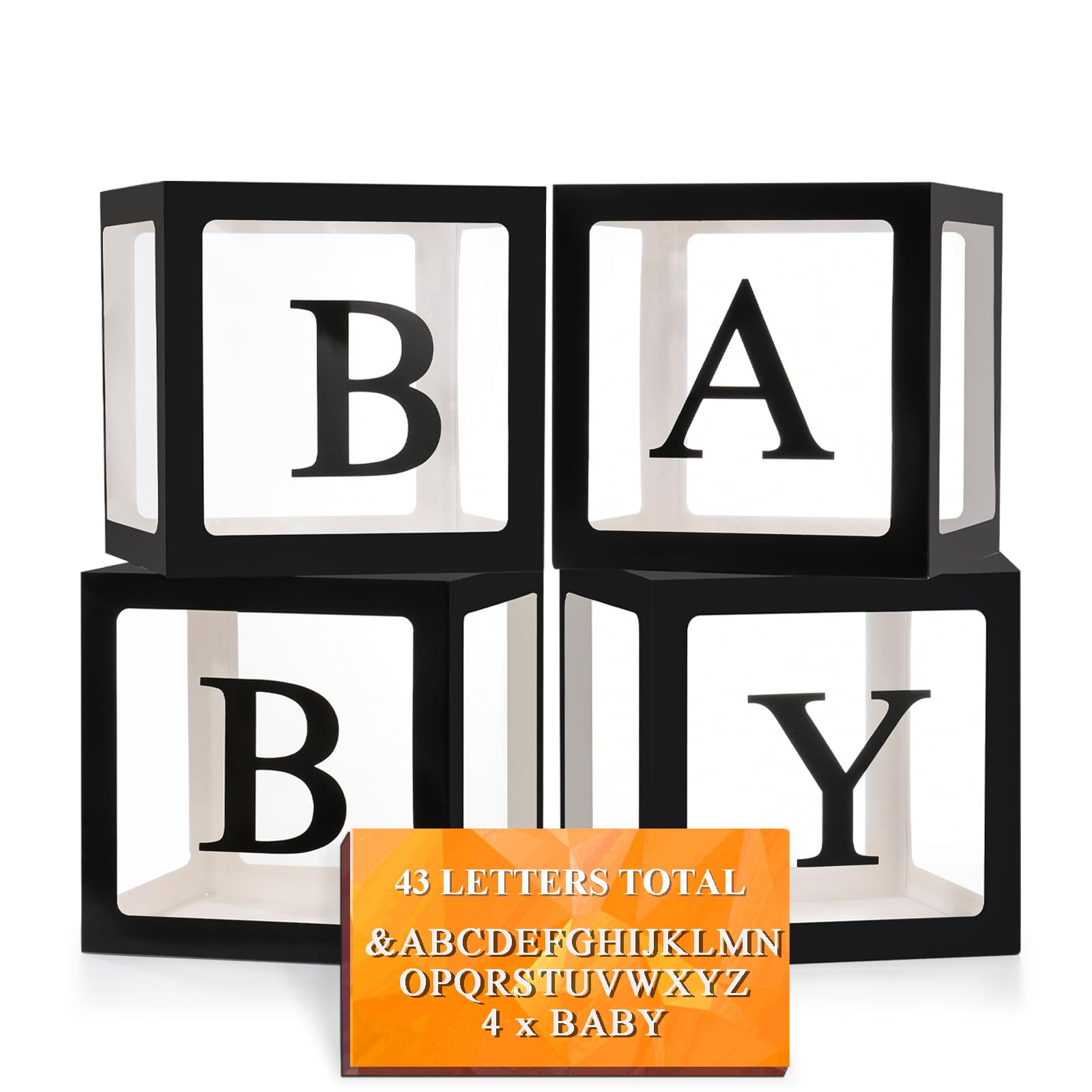 Ledido Baby Boxes with Letters, Clear Balloon Boxes for Baby Shower ...