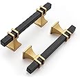 Haliwu 10 Pack Black Cabinet Pulls, Black&Gold Cabinet Handles, Square Drawer Pulls Dresser ...