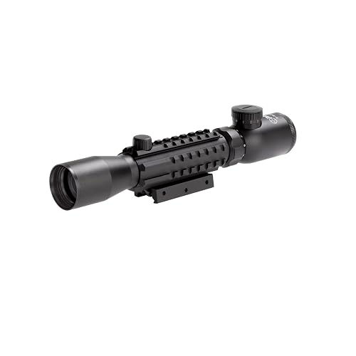 Tri-Rail Tactical Mil-Dot Series Picatinny Rifle Scope with Picatinny ...