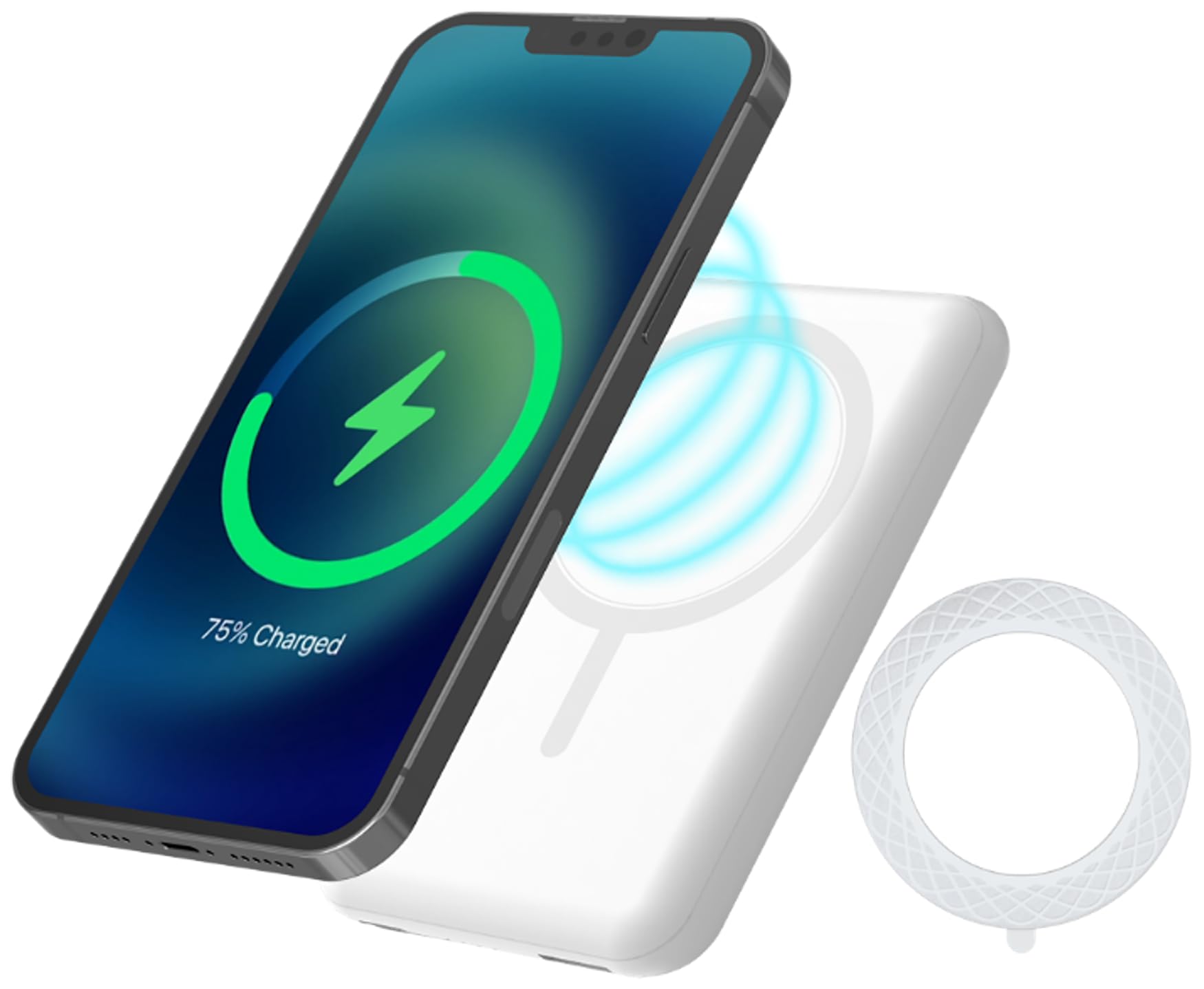 iLakia Magnetic Wireless Power Bank, 10000mAh Portable Charger, Battery ...