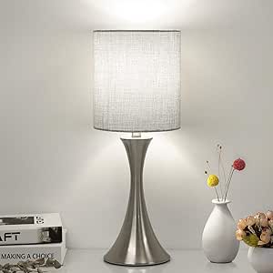 3 Way Touch Control Table Lamp, Dimmable Bedside Desk Lamp with Metal ...