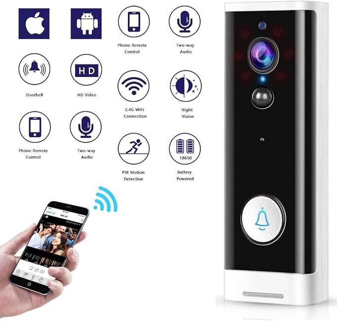 Video Doorbell Wireless Wifi Waterproof, Ring Smart Doorbell Camera ...