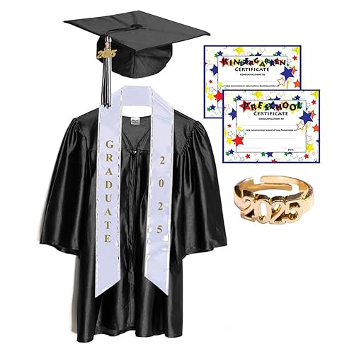 Happy Graduates 2025 Shiny Black Deluxe Child Graduation Set, Large ...