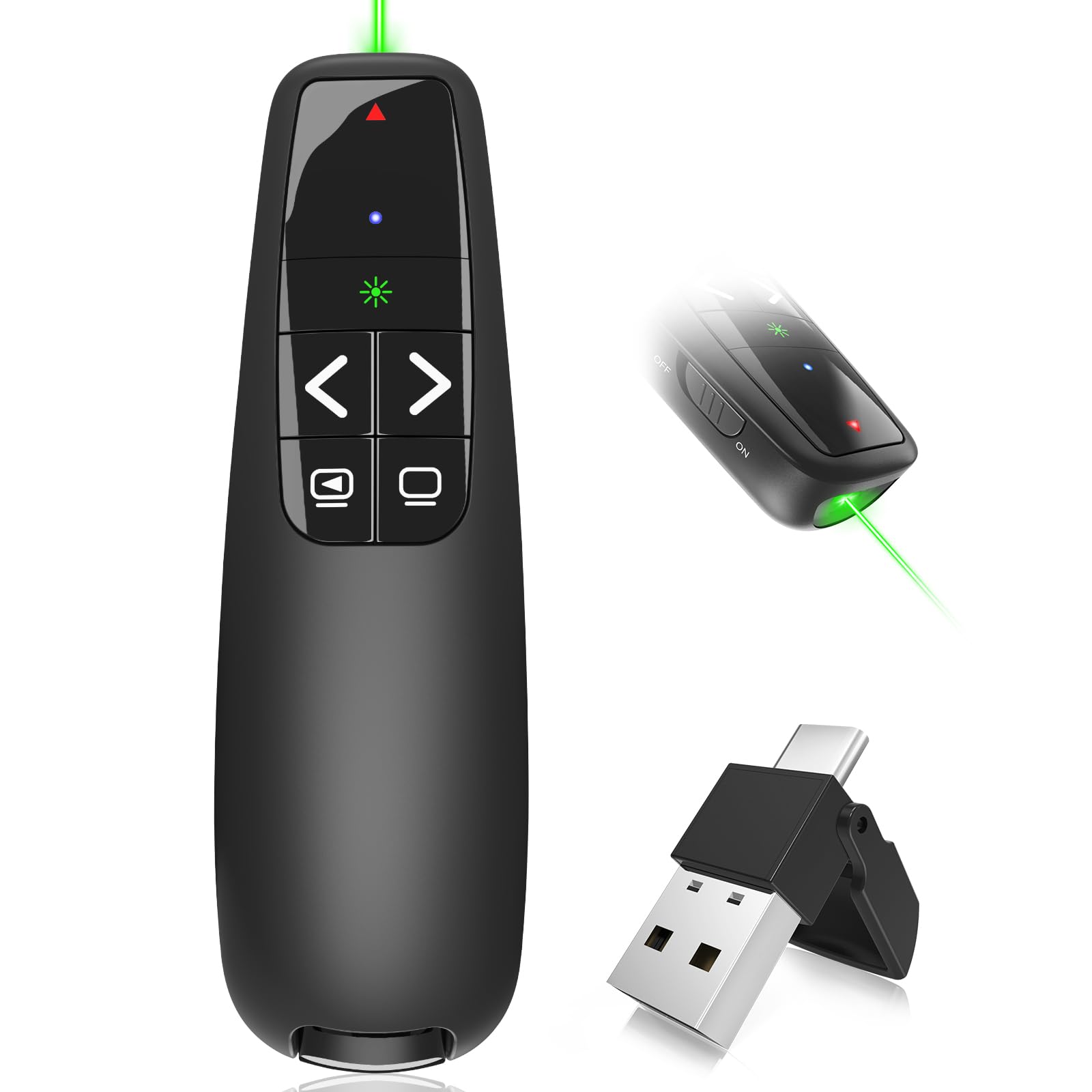 Mua [2 in 1 USB Type C] Presentation Clicker for Powerpoint Presentations, Green Laser Pointer ...