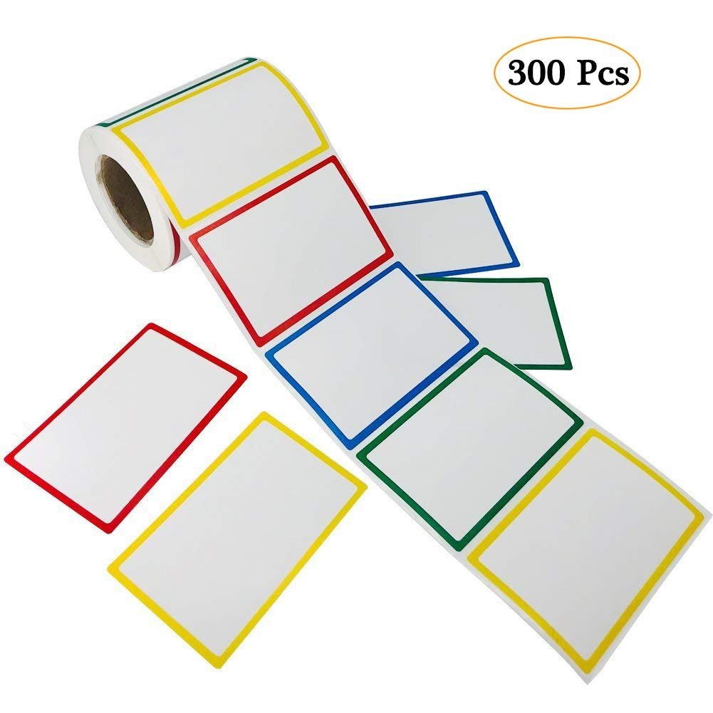 Buy Plain Name Tag Labels Colorful Border Name Tag Stickers, 300 ...
