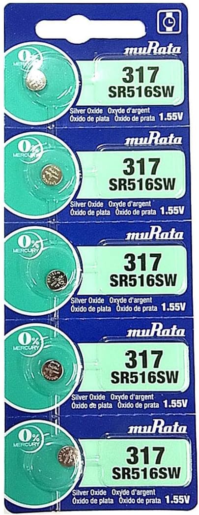 Amazon.com: Murata 317 SR516SW Battery 1.55V Silver Oxide Watch Button ...
