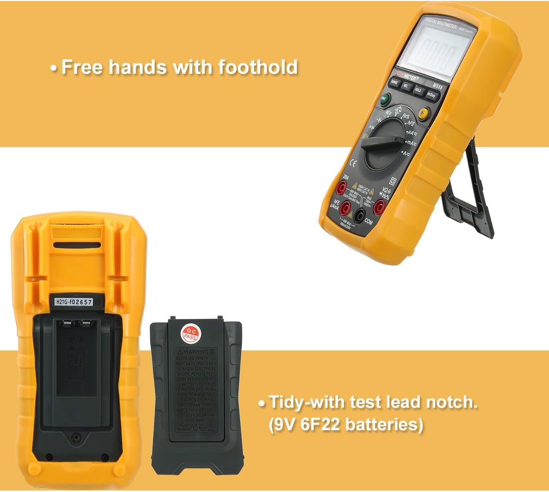 sourcing map Authorized Orange Digital Multimeter AC/DC Voltage Current ...