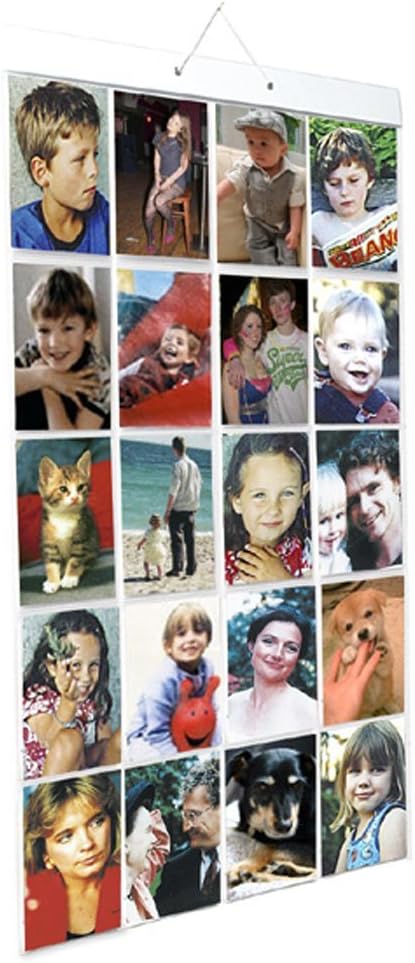 Picture Pockets Wall Hanging, 4x6" Transparent Pockets for 20 Portrait ...