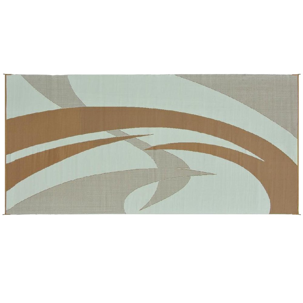 Reversible Mats Outdoor Patio / RV Camping Mat - Swirl (Brown/Beige, 9 ...