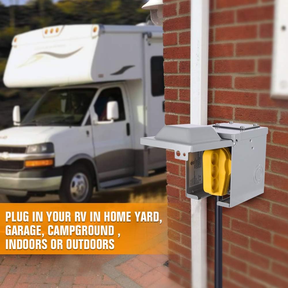 SnowyFox 50 Amp RV Power Outlet Box Outdoor Electrical 125/250 Volt ...