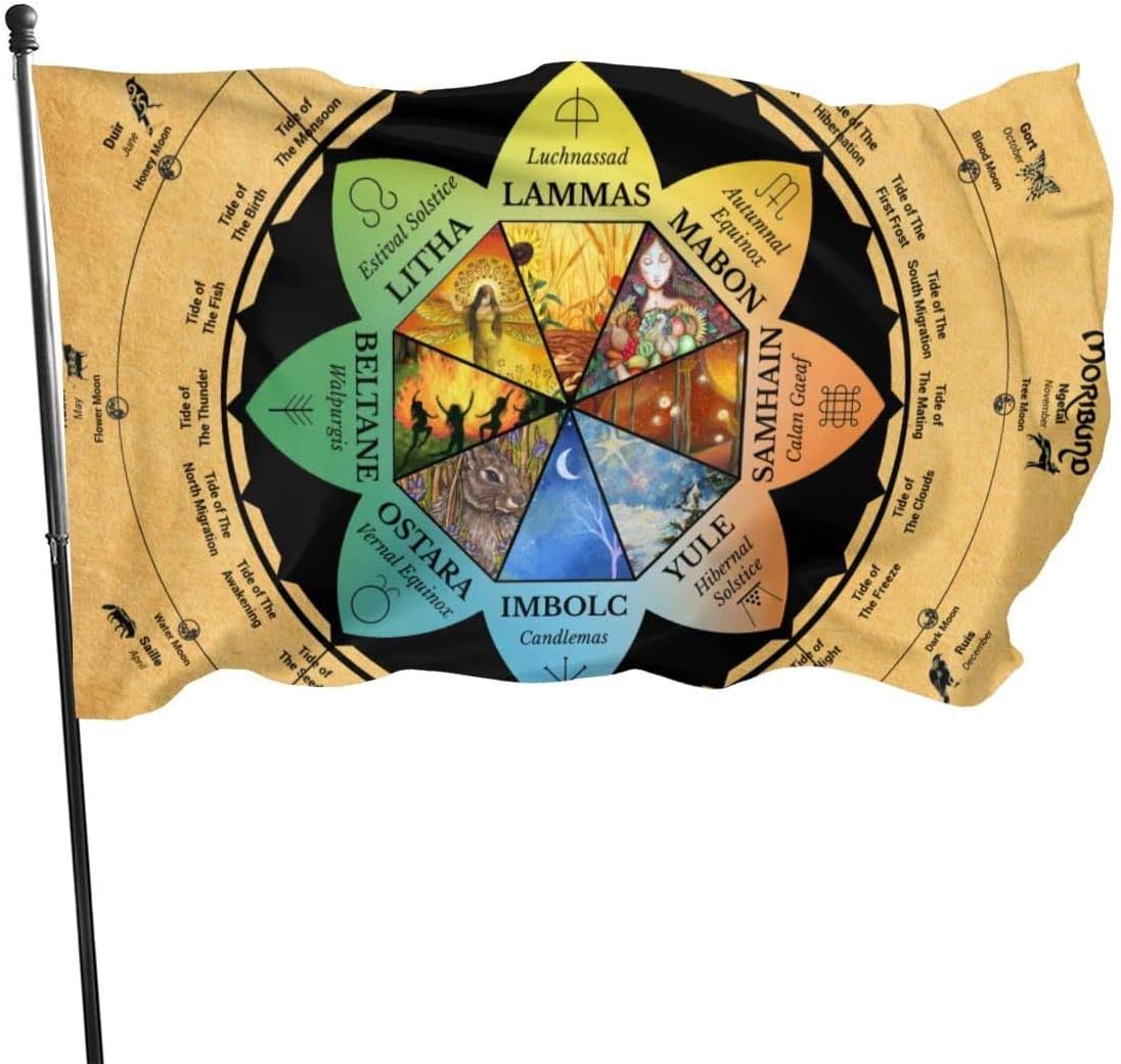 Amazon.com : Wicca Wheel of Year Wiccan Pagan Celtic Calendar 3x5 Ft ...