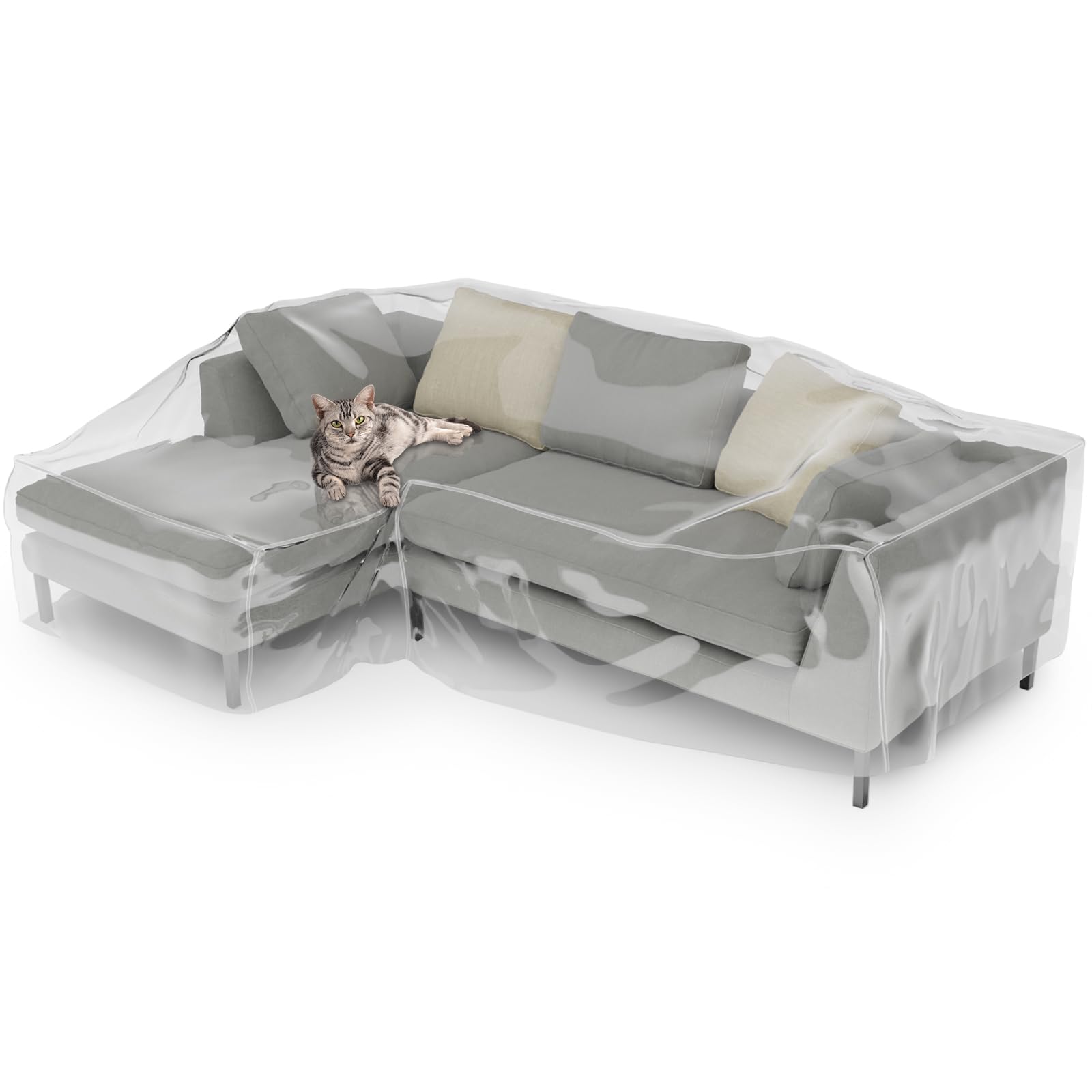 Fanfanwin Large Clear L Shape Couch Cover Thick Heavy Duty Sofa Cover ...