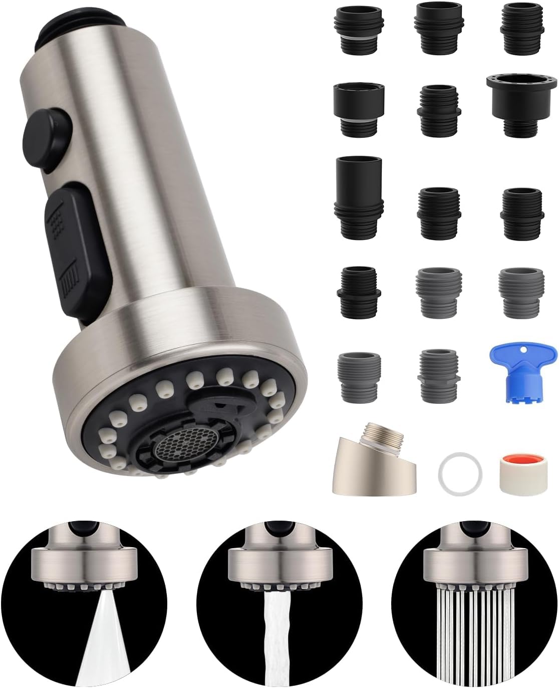 Hibbent Kitchen Faucet Head Replacement, Pull Down Sink Faucet Sprayer ...