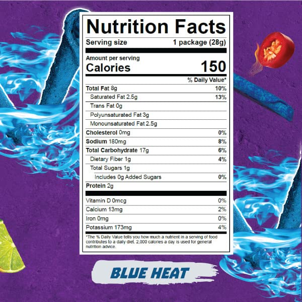 Takis Blue Heat Rolled Tortilla Chips, Hot Chili Pepper Artificially ...
