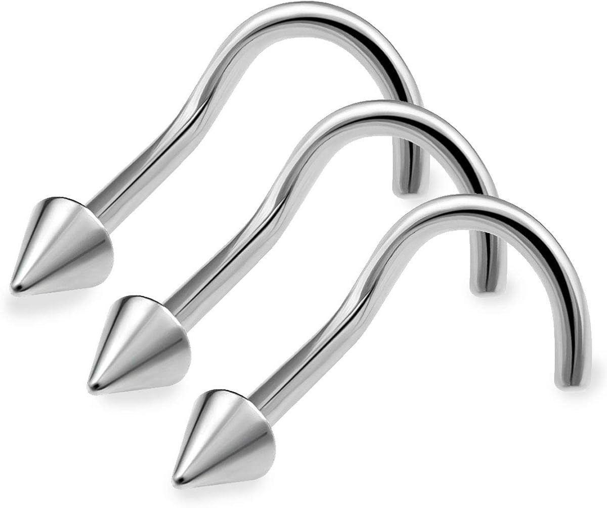 bodyjewelrytrend 3pcs 20g 0.8mm Nose Screw Rings Nostril Stud Surgical ...