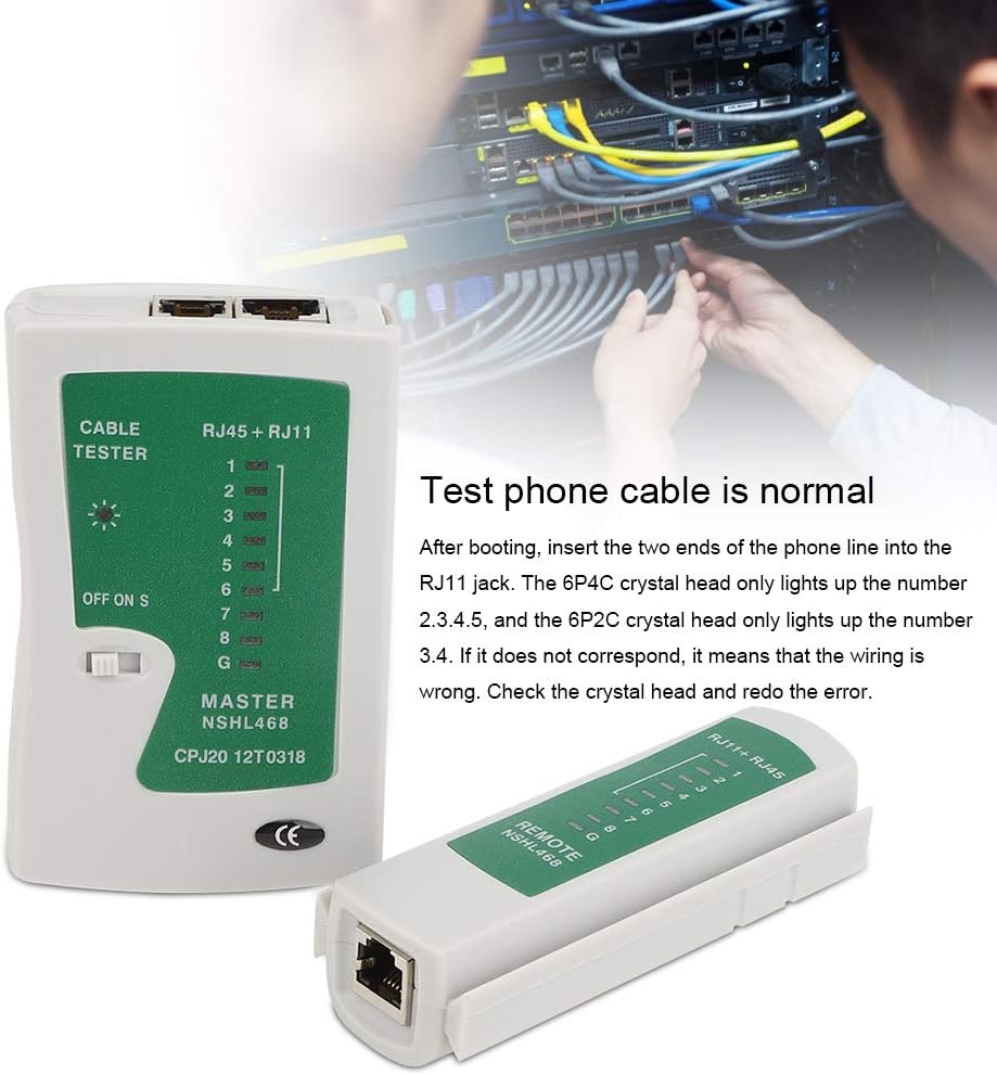Cable Tester, RJ11 RJ45 Fast Accurate Cable Tester for Network Phone ...