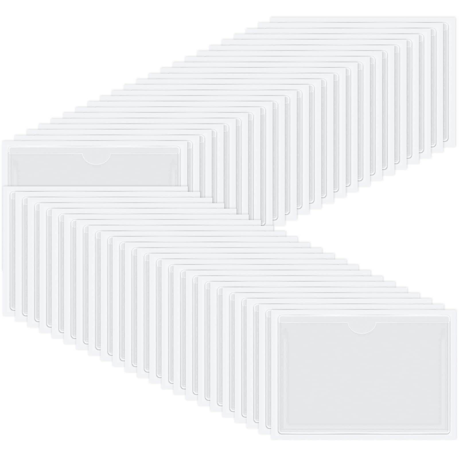 Chinco 50 Pack Clear Adhesive Pockets, Labels for Storage Bins, Plastic ...