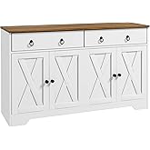 DORTALA Kitchen Buffet Sideboard, Wood Storage Cabinet with 3 Drawers ...