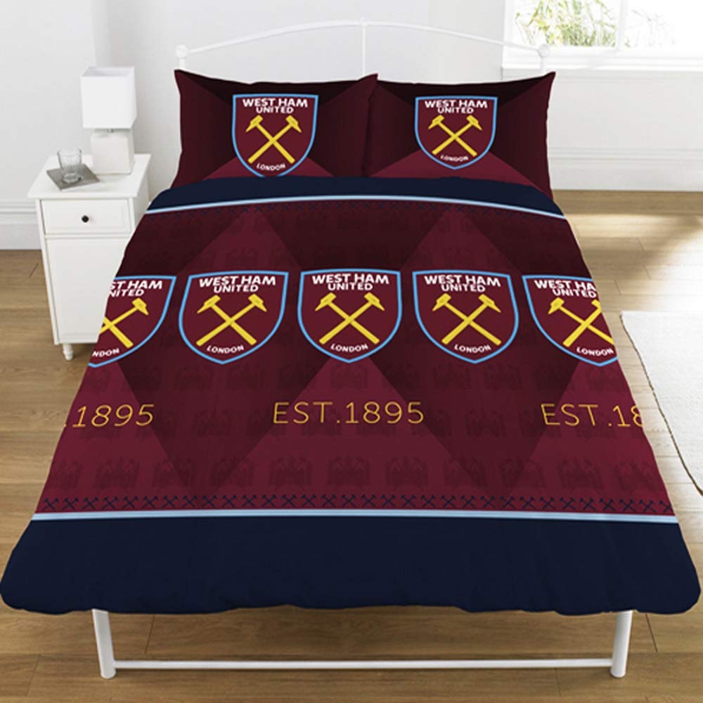 West Ham United F.C. Duvet Set, Polyester, Claret/Blue, Double: Amazon ...