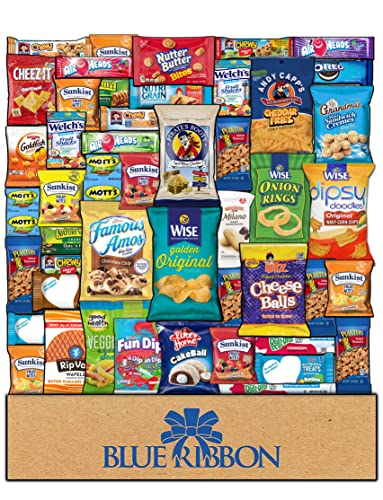 Christmas Snack Box Care Package Variety Pack (52 Count) Cookies Chips ...