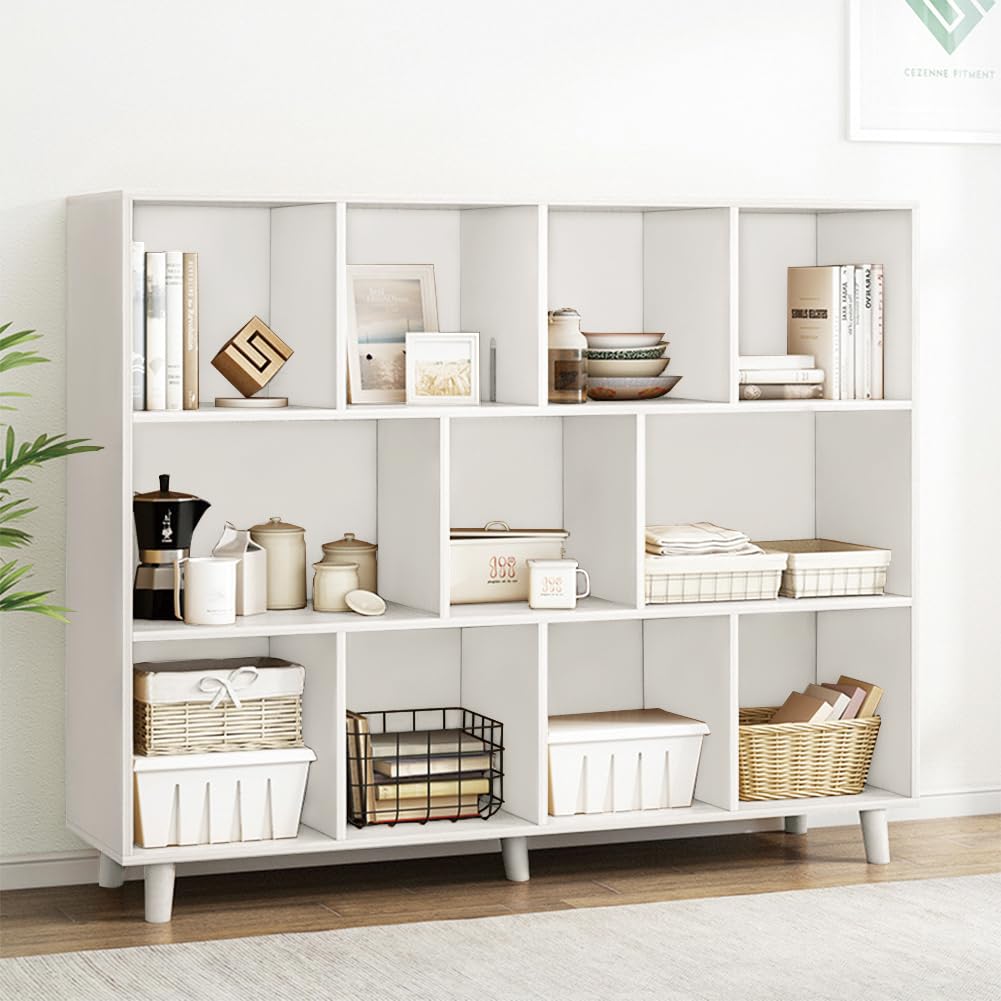 IOTXY Open Cube Low Bookcase - 3-Tier Freestanding Storage Display ...