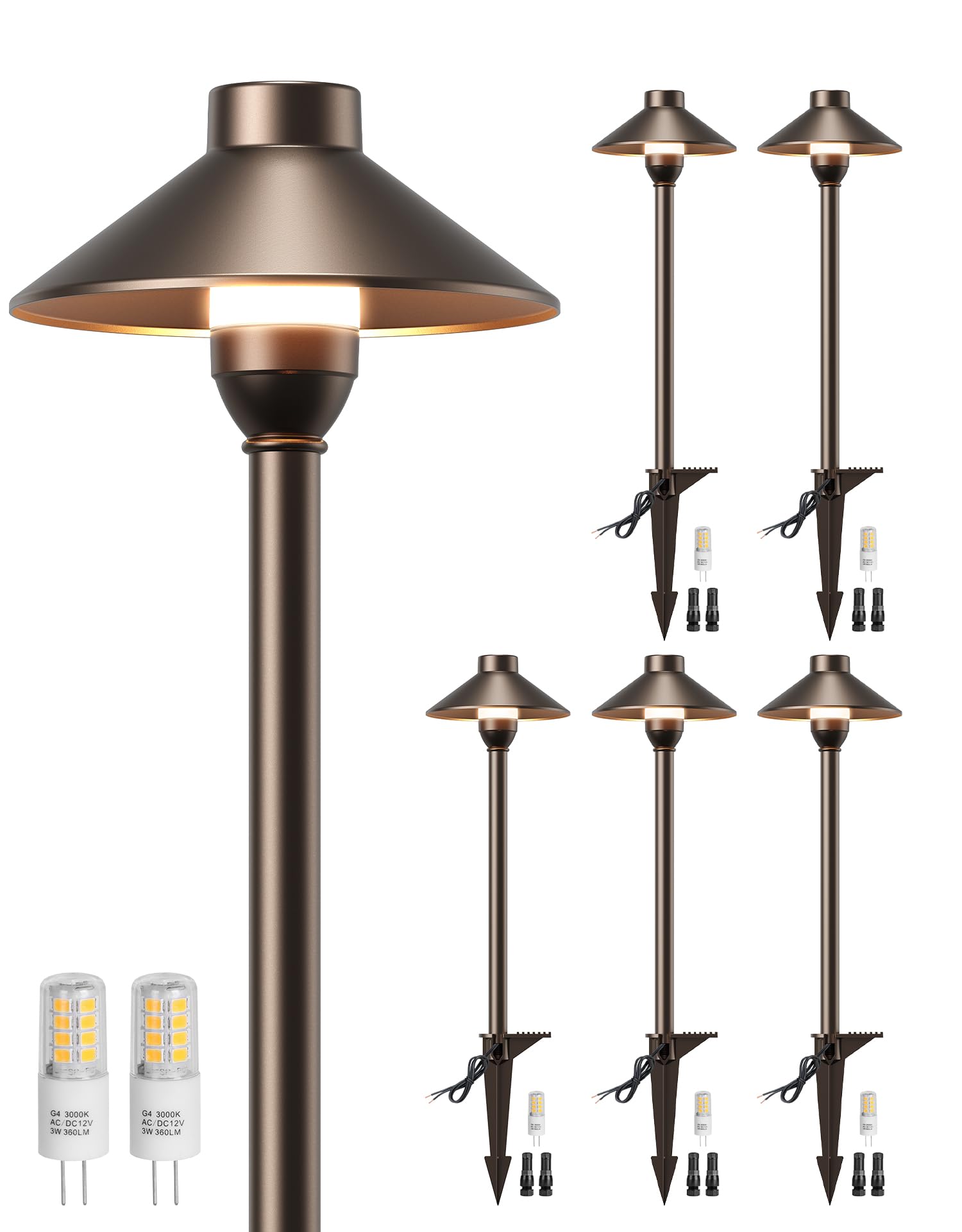 PARTPHONER Low Voltage Landscape Lighting 6-Pack, Aluminum 12V Pathway ...