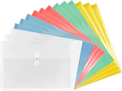 Amazon.com : TIENO Assorted Clear Plastic Envelopes with String Closure ...